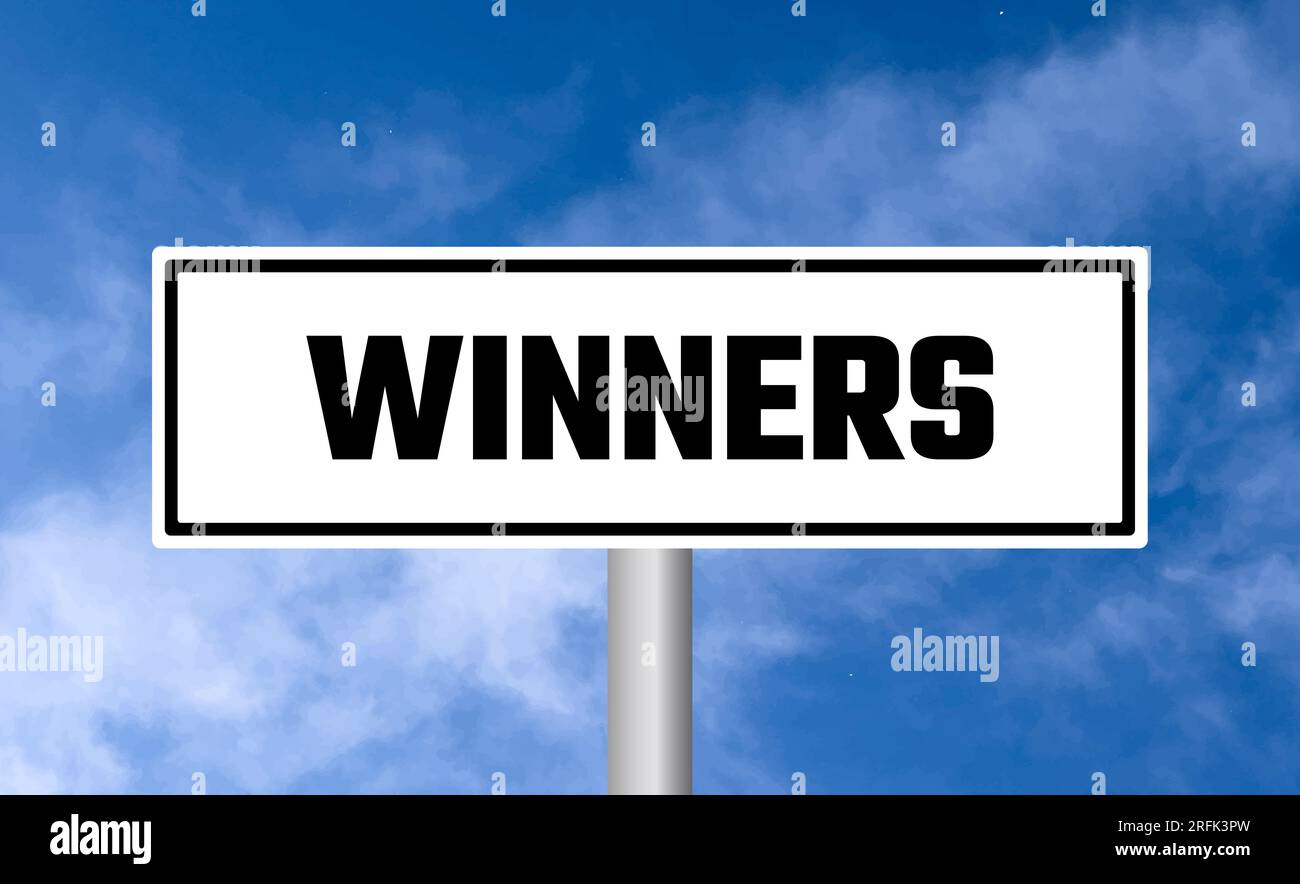 Winners road sign on blue sky background Stock Photo - Alamy
