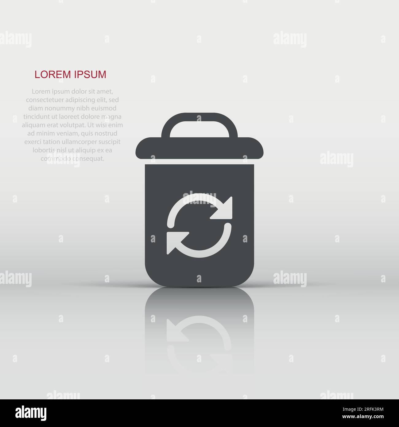 Garbage bin icon in flat style. Recycle vector illustration on white ...