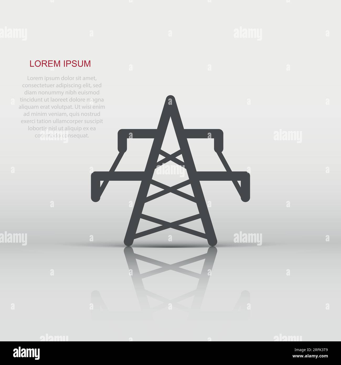 Electric tower icon in flat style. Power station vector illustration on ...