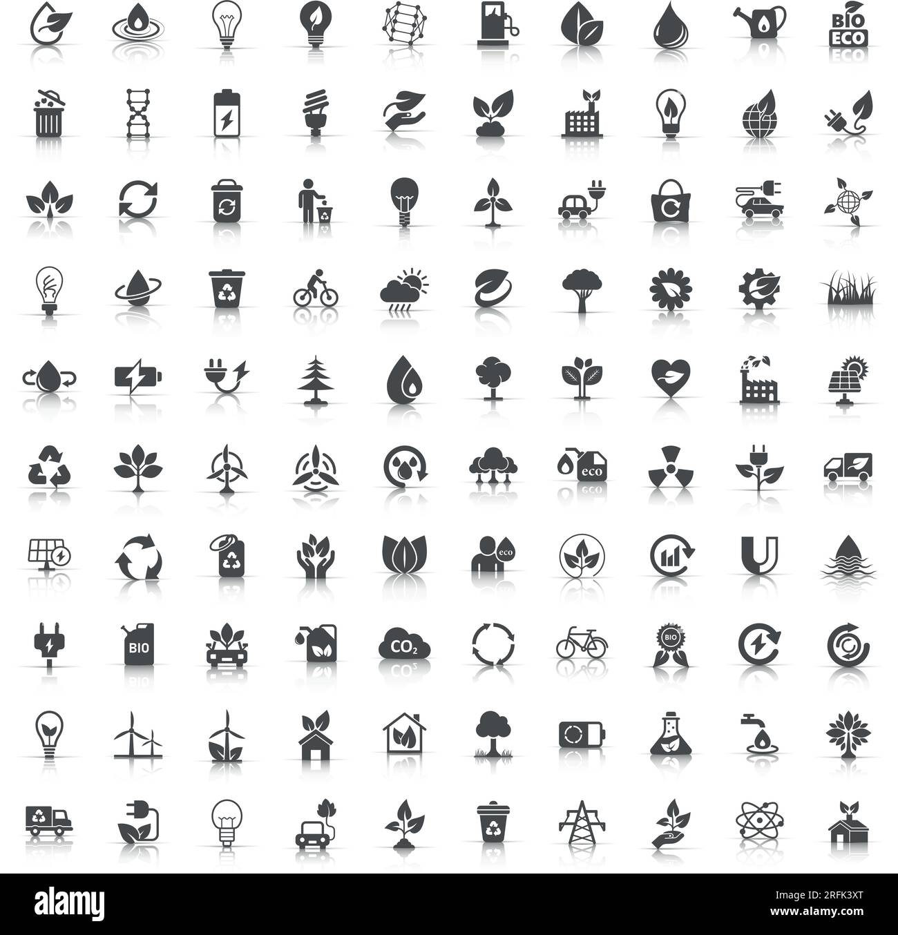 Eco environment icons set in flat style. Ecology vector illustration on ...