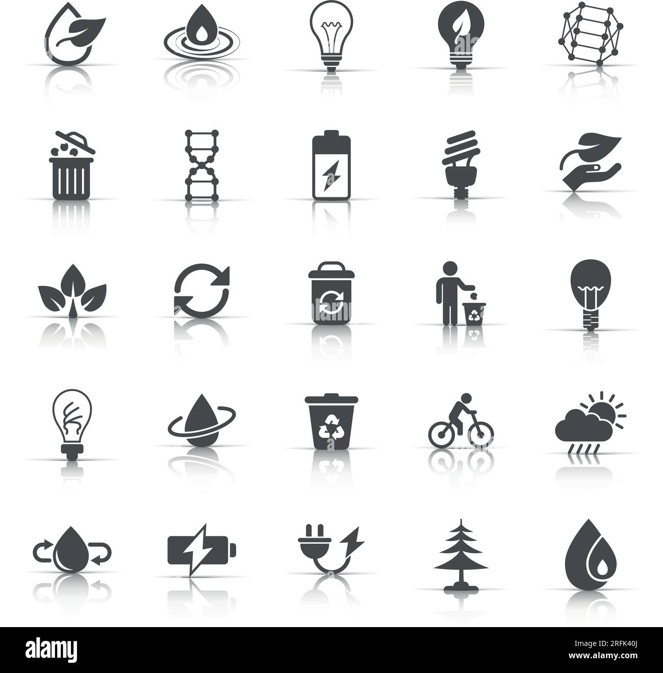 Eco environment icons set in flat style. Ecology vector illustration on ...