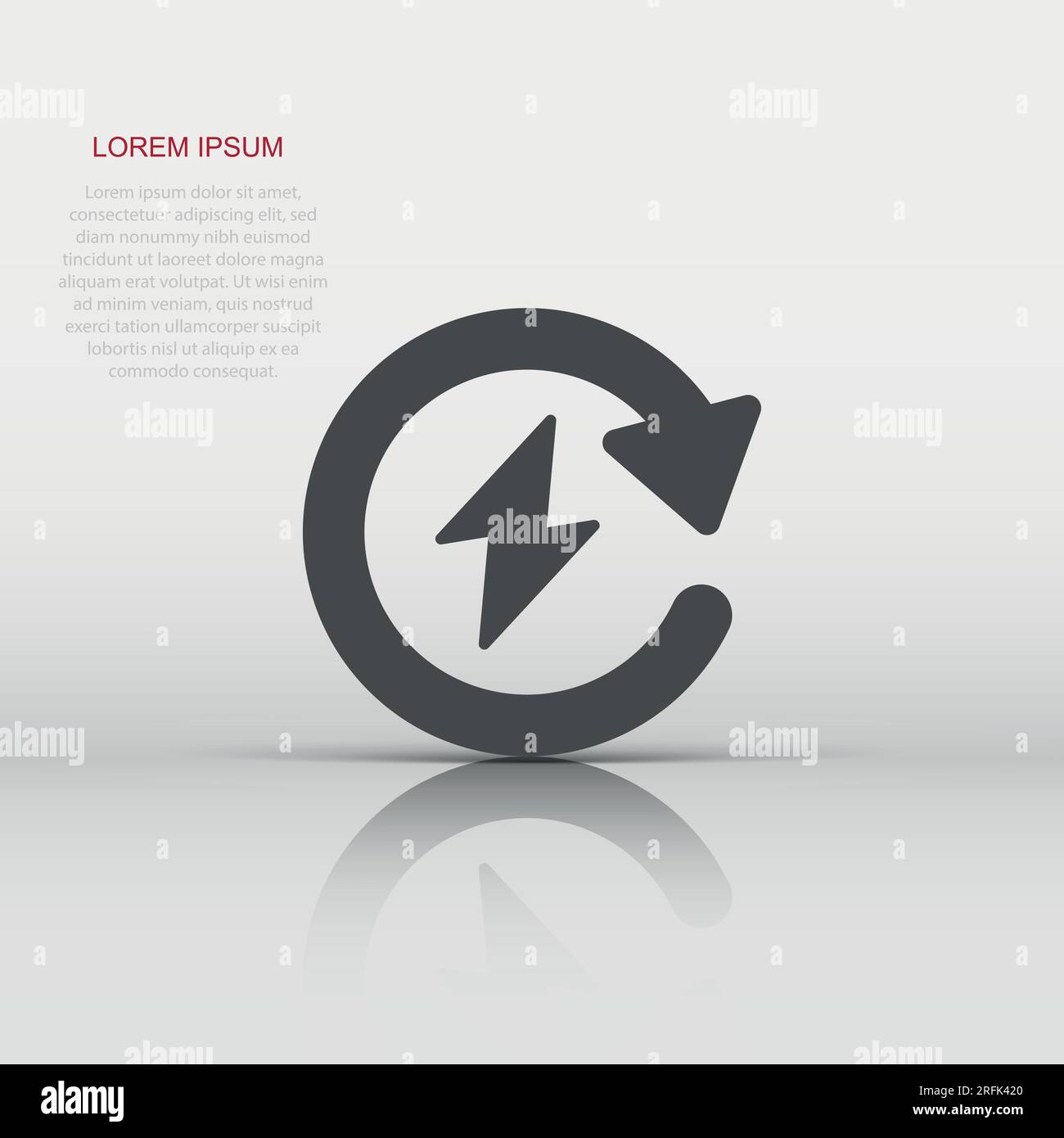 Energy recharge icon in flat style. Voltage and arrow vector ...