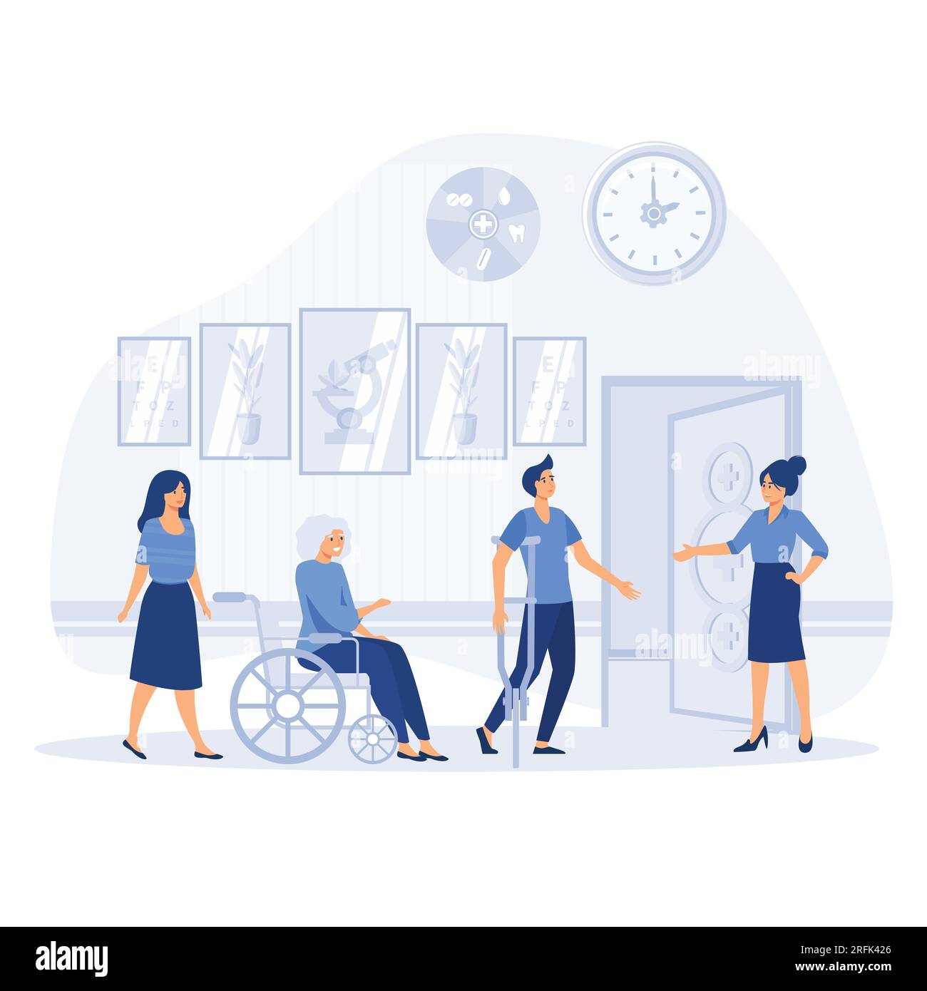 Hospital reception good work in clinic hall to help, assist patients ...