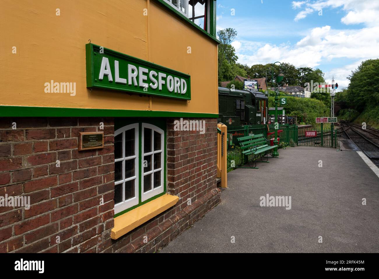 Platform at Alresford train station, part of the watercress line ...