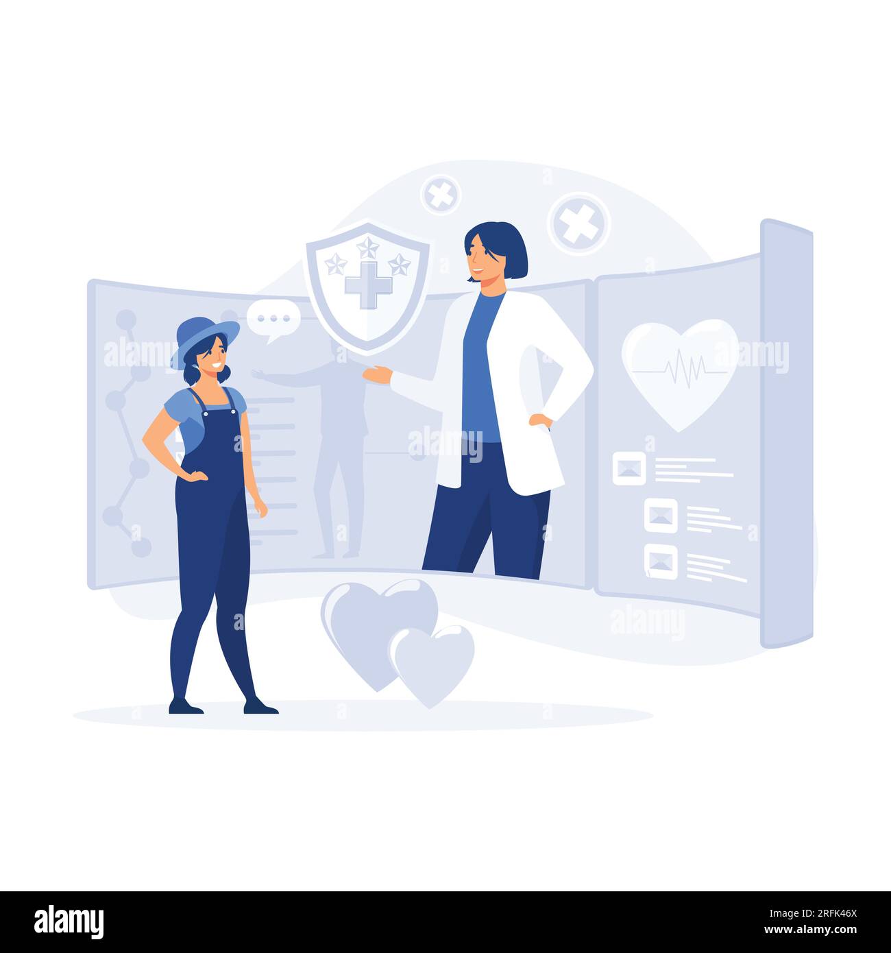 Online medical consultation and support services concept. Tele medicine ...