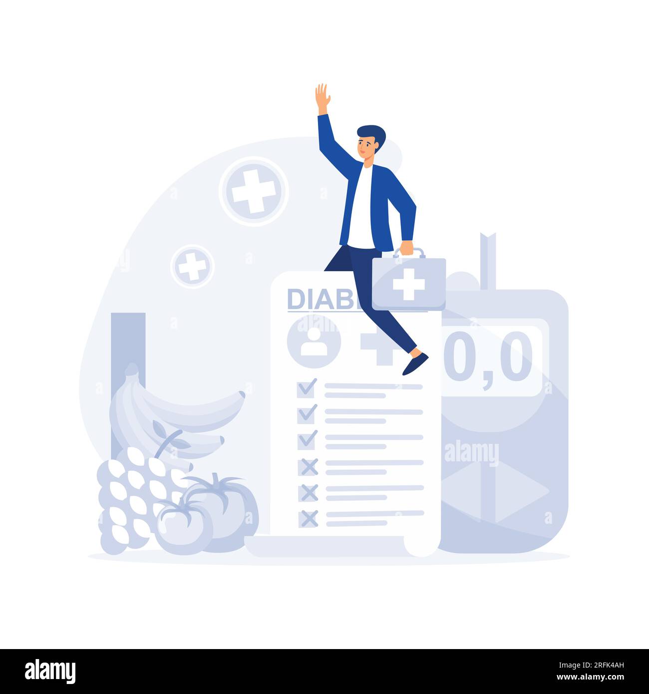 Glucometer for sugar level blood test with diet and unhealthy food ...