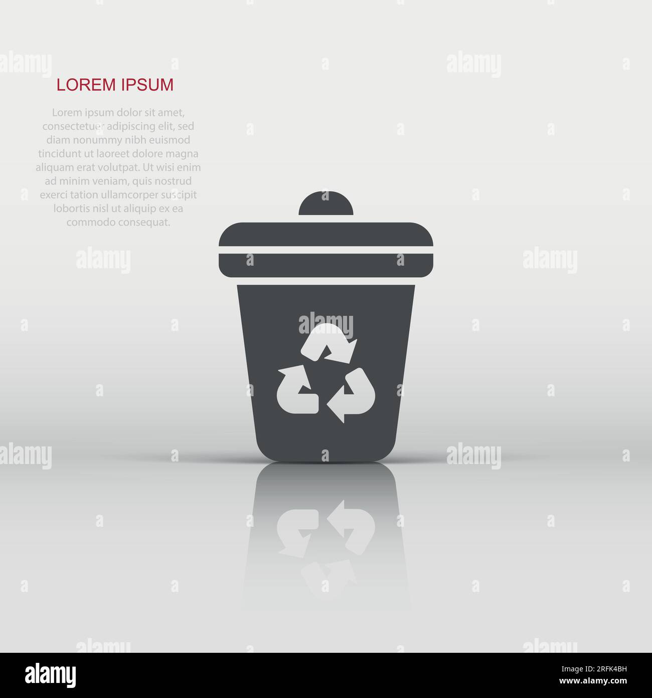 Garbage bin icon in flat style. Recycle vector illustration on white ...