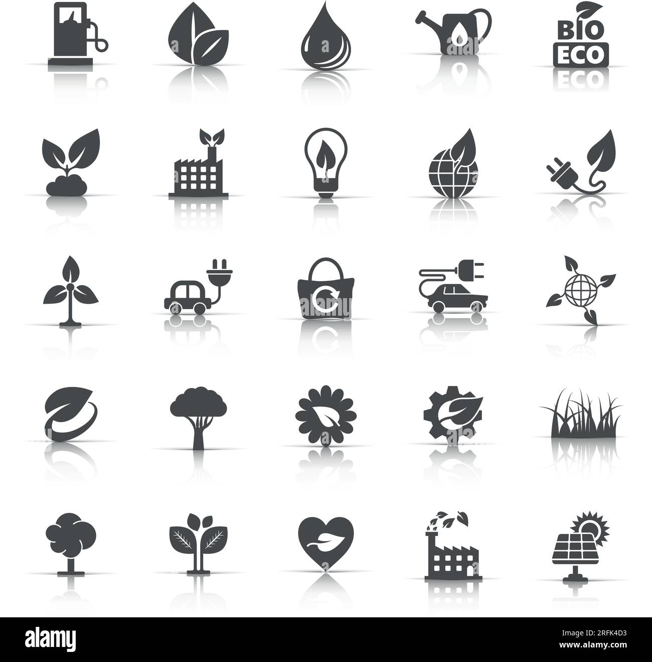 Eco environment icons set in flat style. Ecology vector illustration on ...
