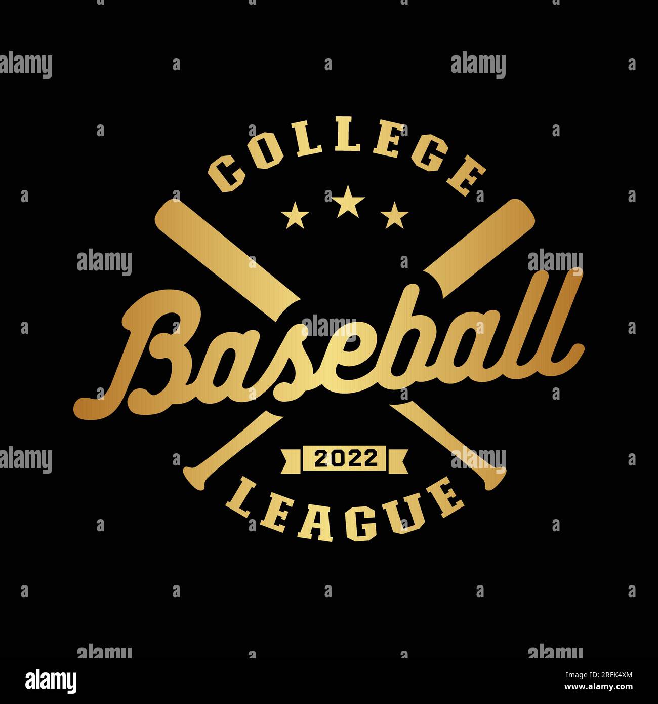 Baseball college league logo. Graphic design for t-shirt. Vector and ...
