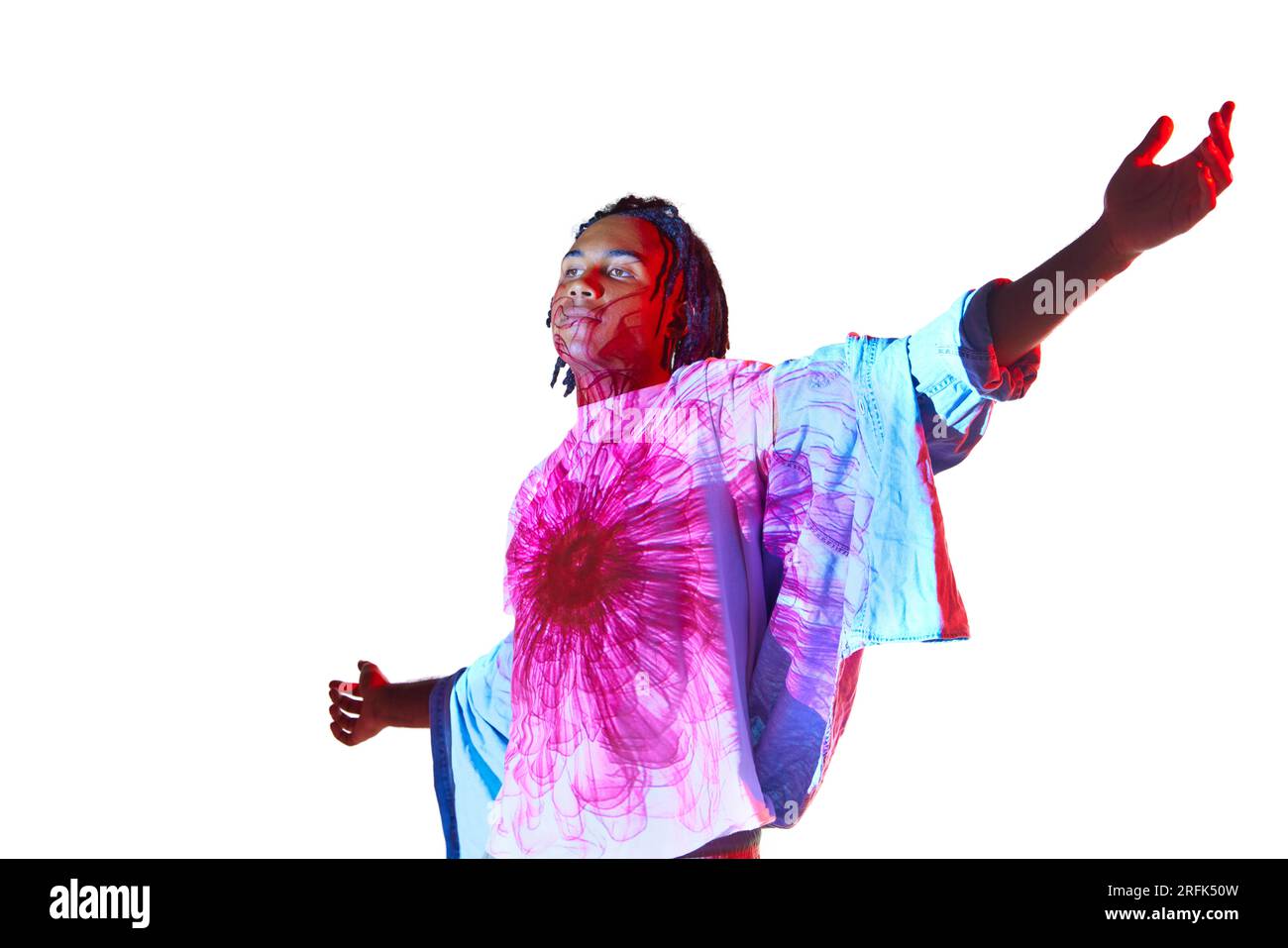 Blooming feelings. Handsome young african man with colorful filter ...