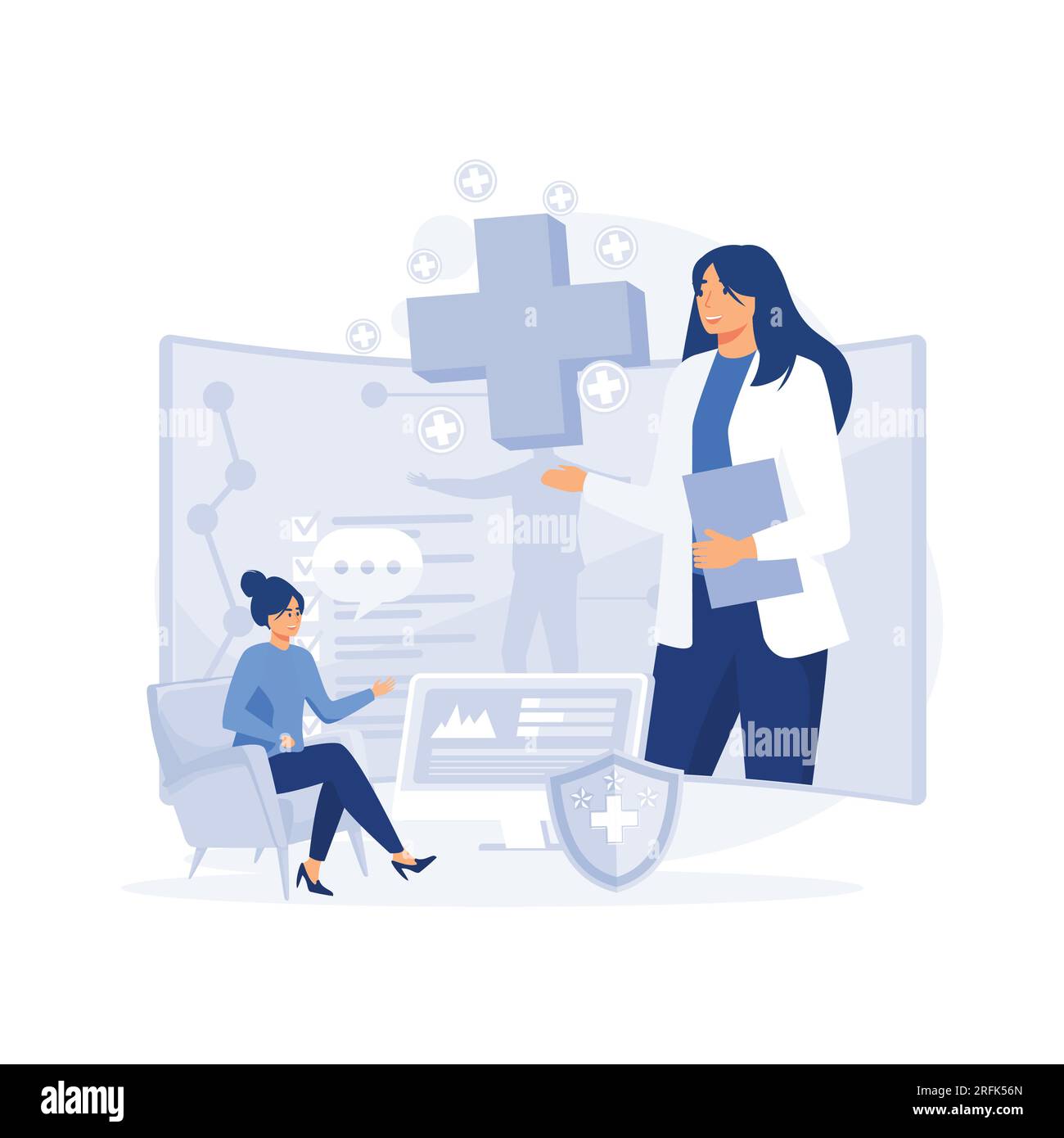 Online medicine and health care, doctor consultations and treatment ...