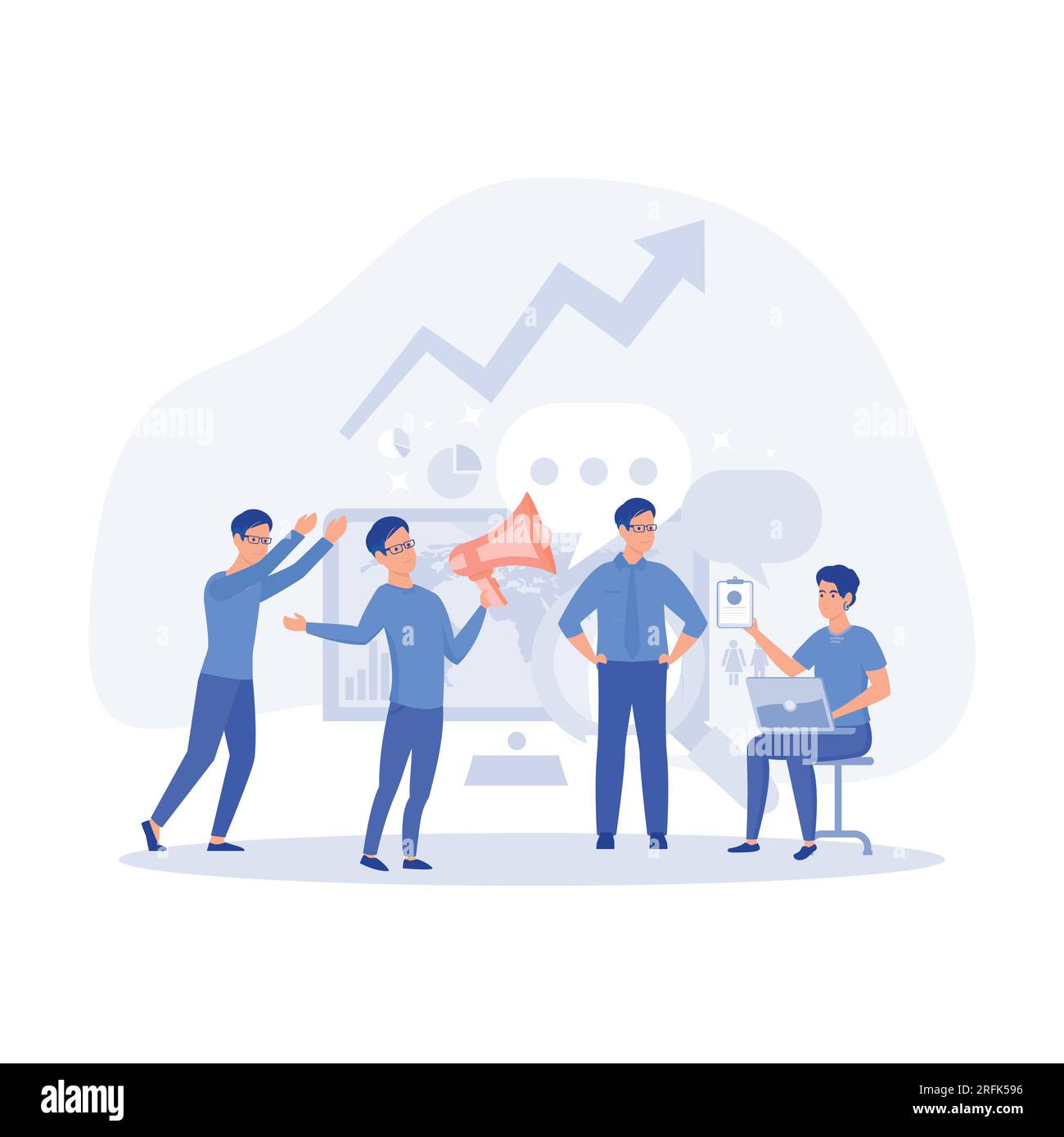 People workers cartoon characters searching for new ideas and decisions ...