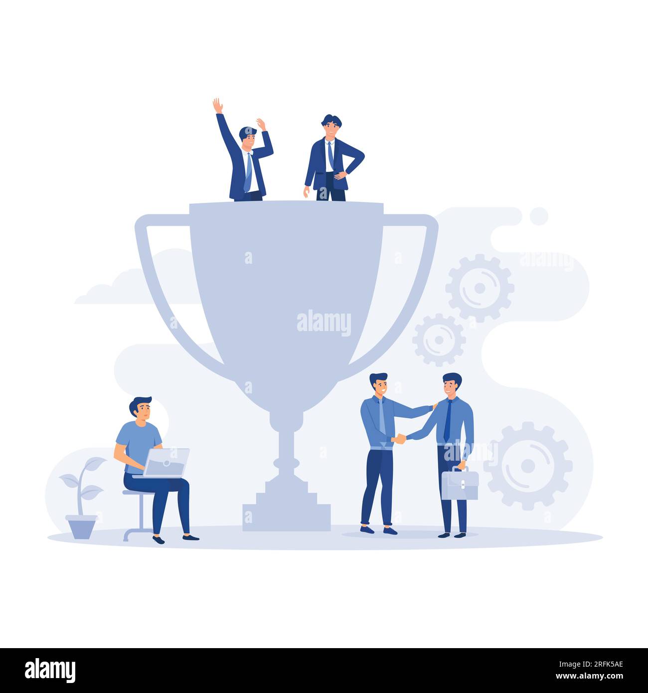 Success team concept illustration, people celebrate success achievement, flat vector modern ...