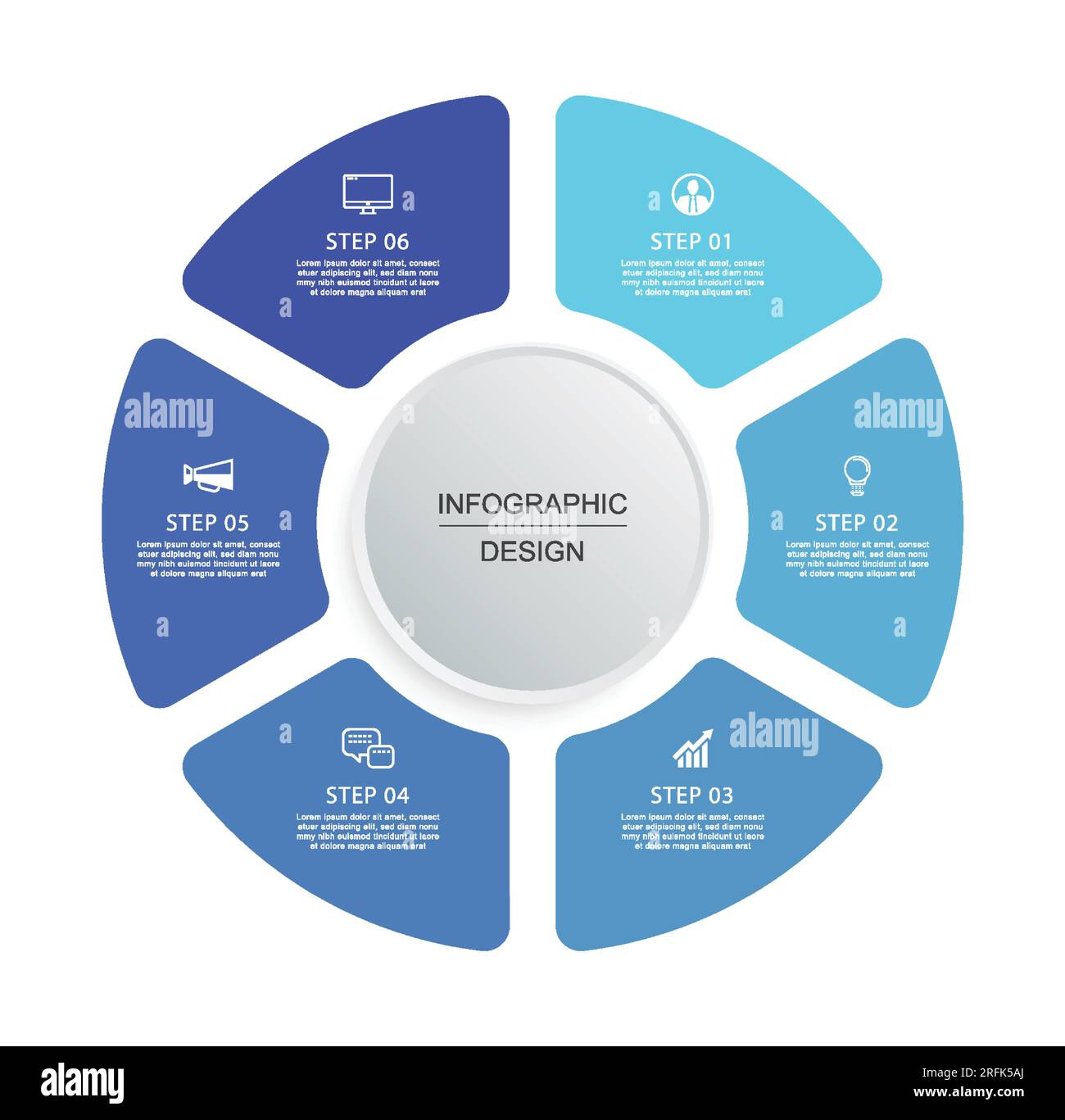 Infographics circle timeline with 6 number data template. Vector ...