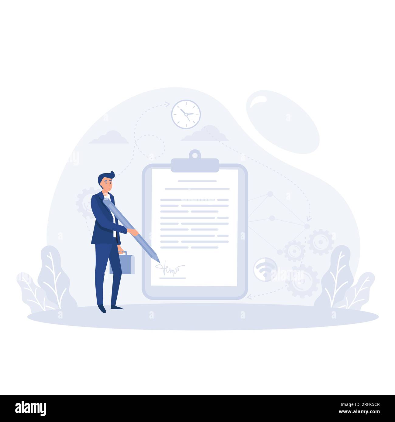 Businessman signing a contract , flat vector modern illustration Stock ...