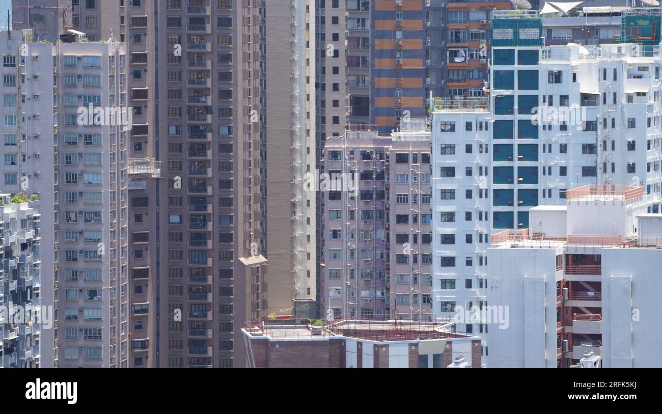 Hong Kong dense house and block background Stock Photo - Alamy