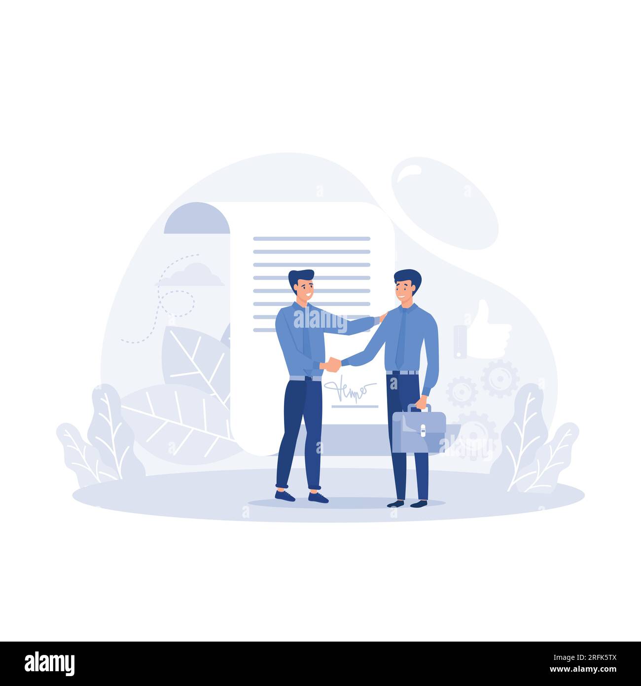 Business concept, people standing on a signed contract, flat vector ...