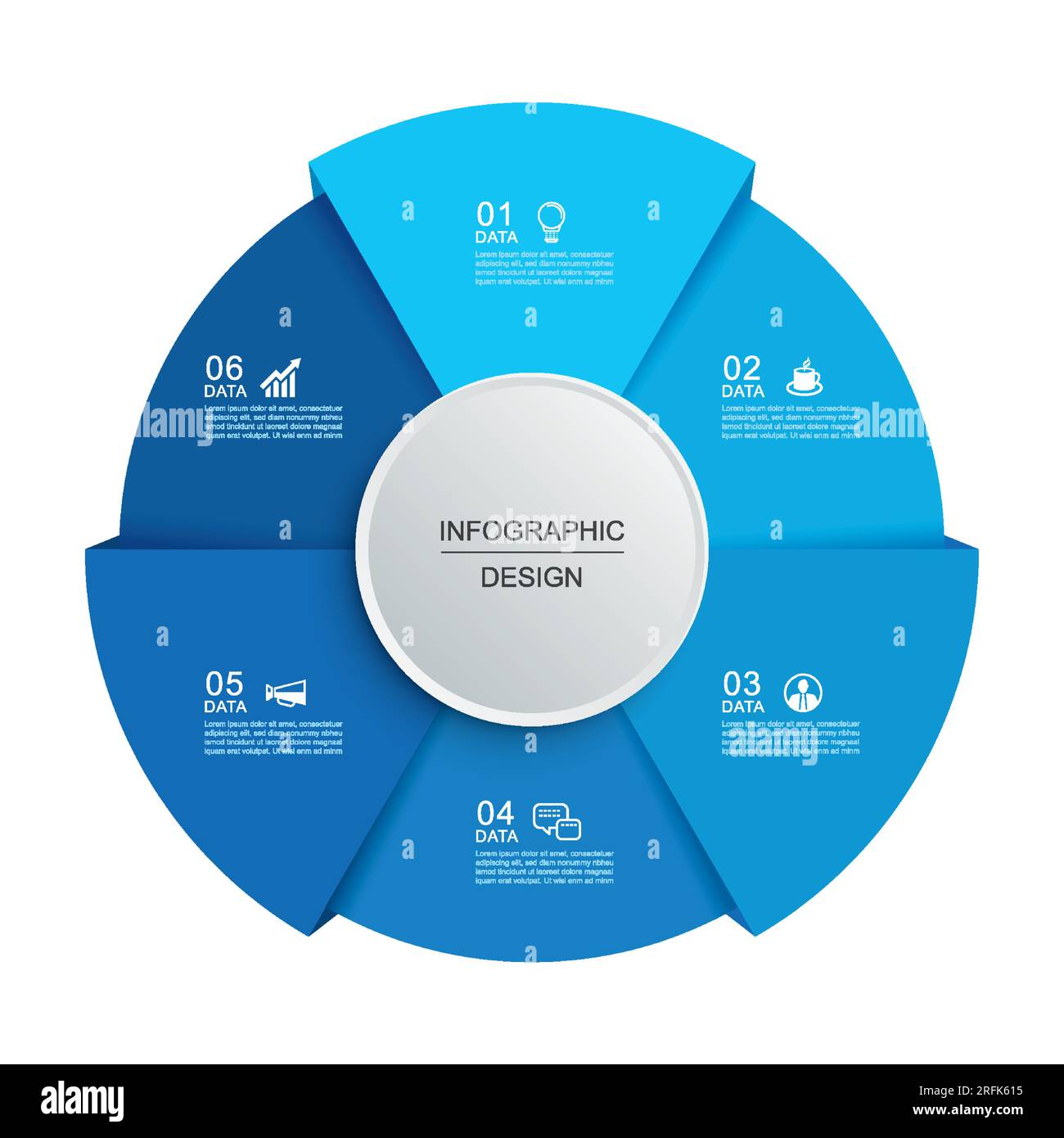 Infographics circle timeline with 6 number data template. Vector ...