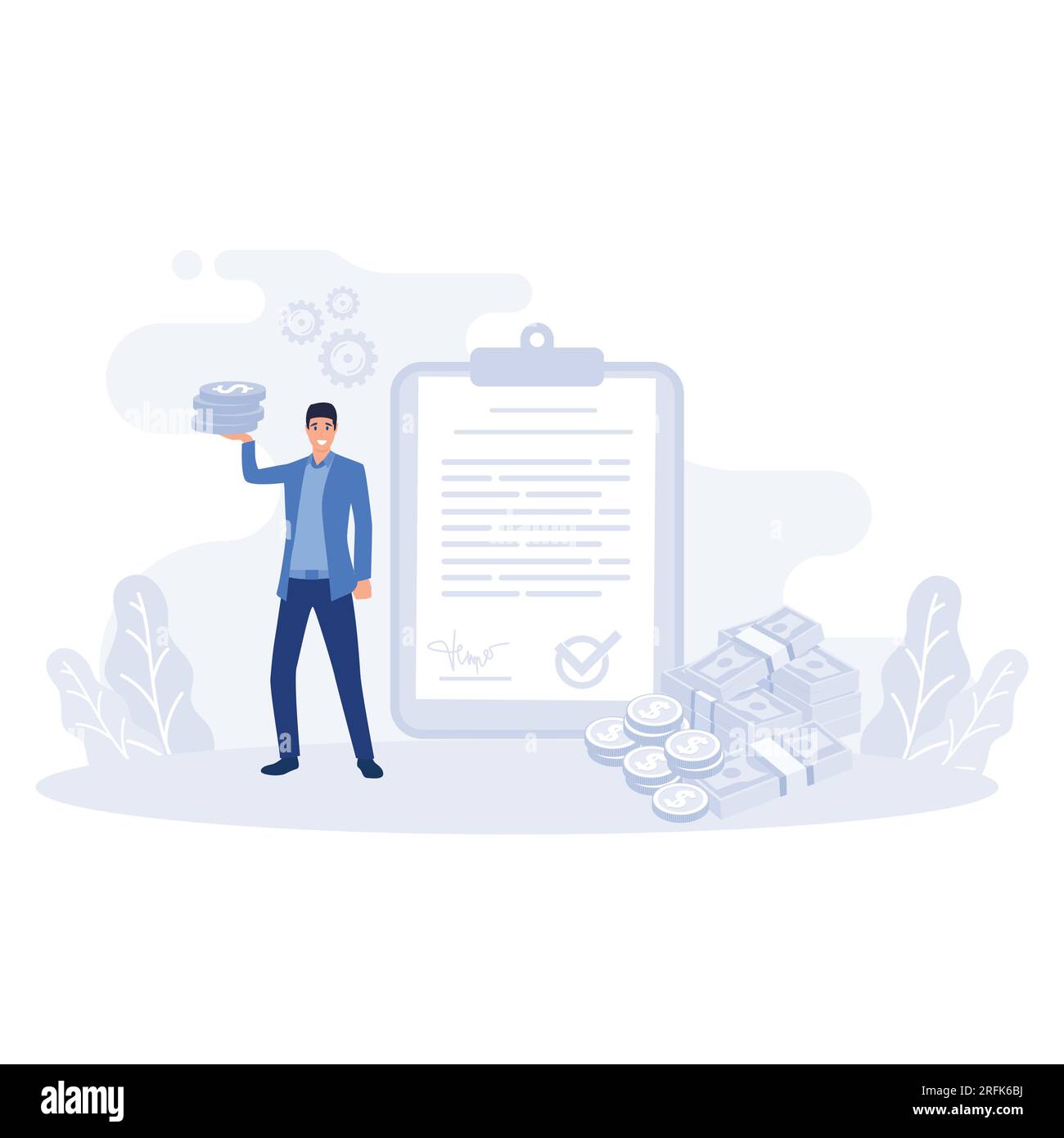 Satisfied businessman hold good financial notice. Joyful businessman ...