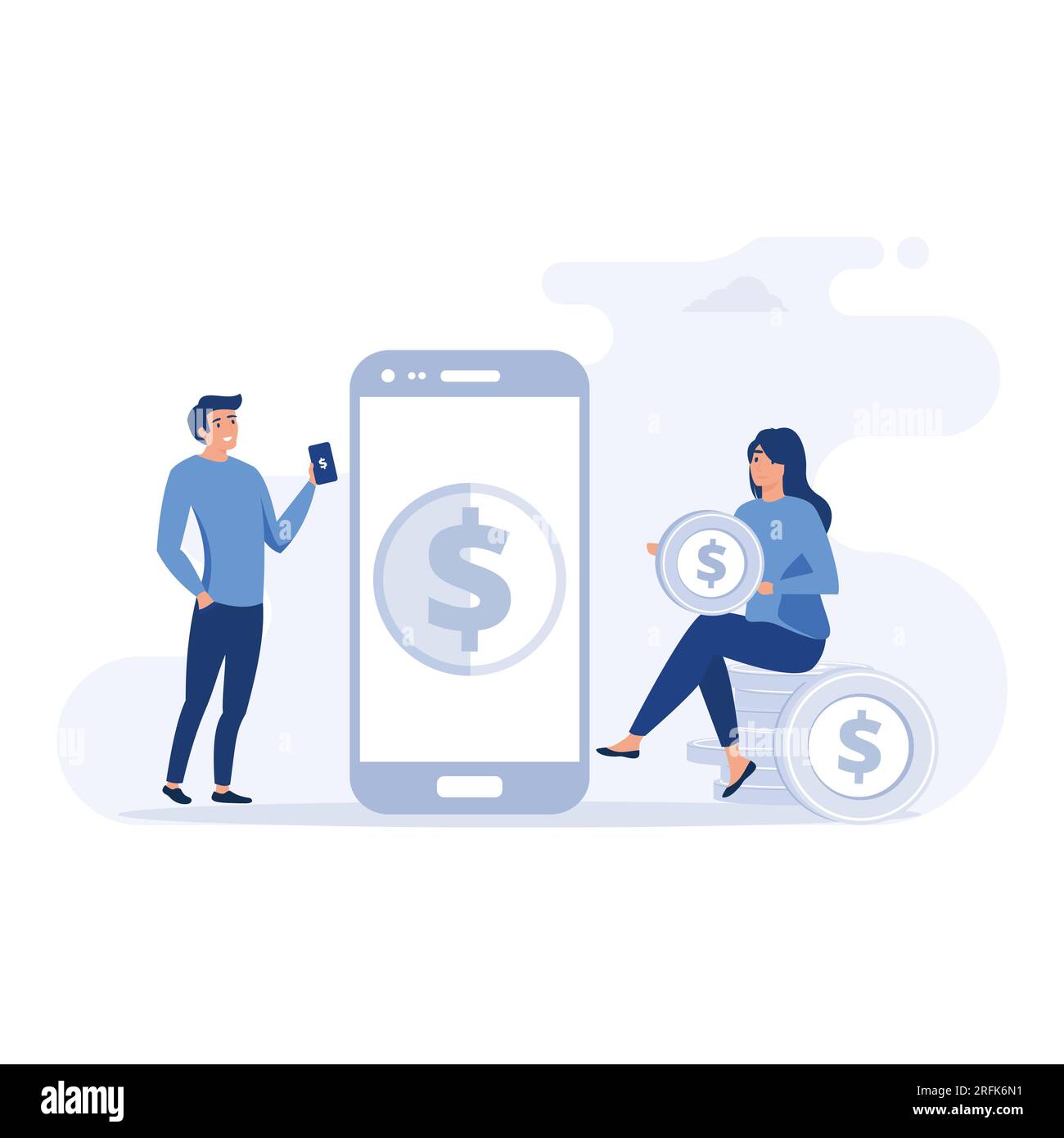 Man smartphone and cash Stock Vector Images - Alamy