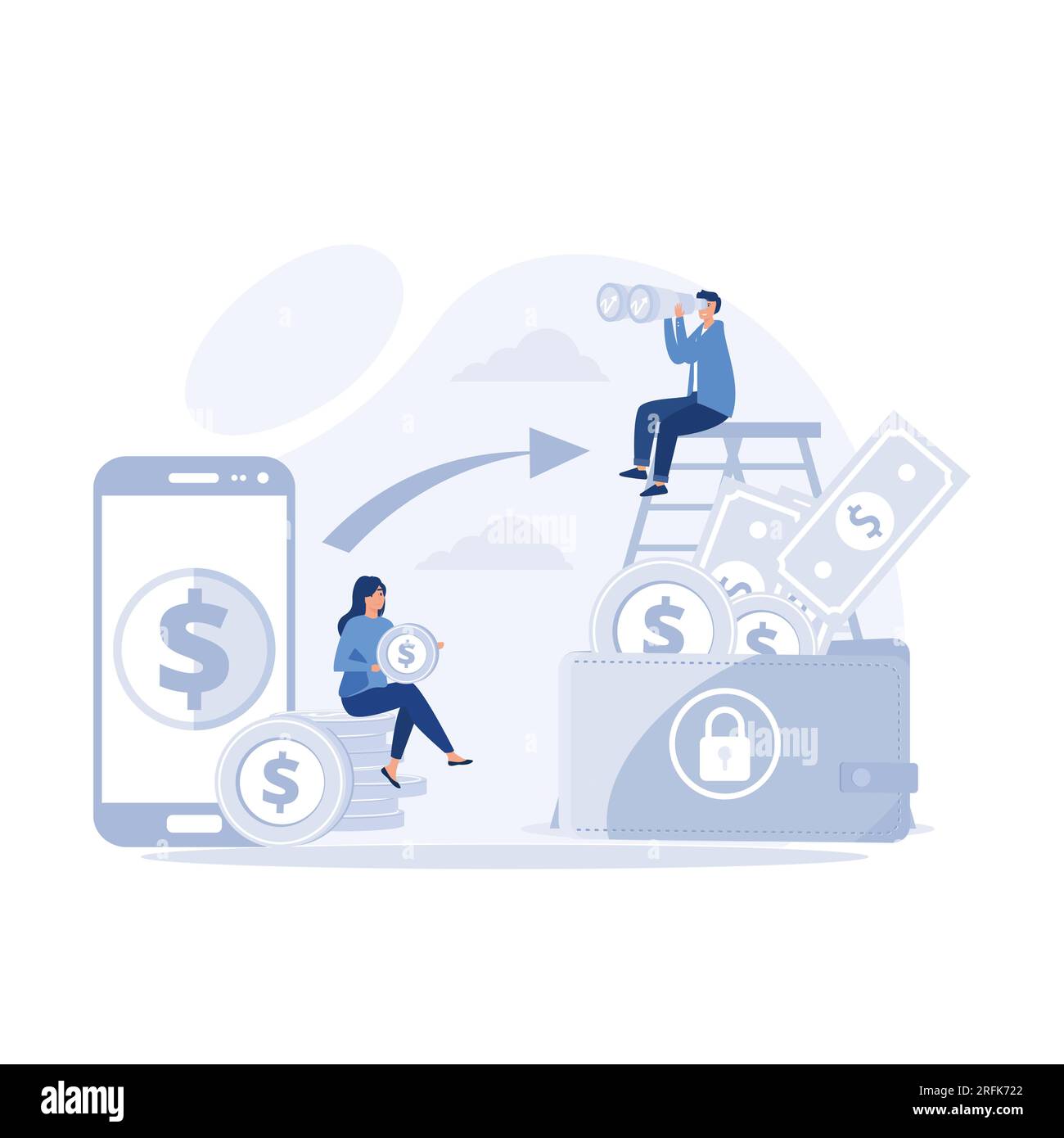 Financial transactions, non-cash payment transactions, flat vector ...