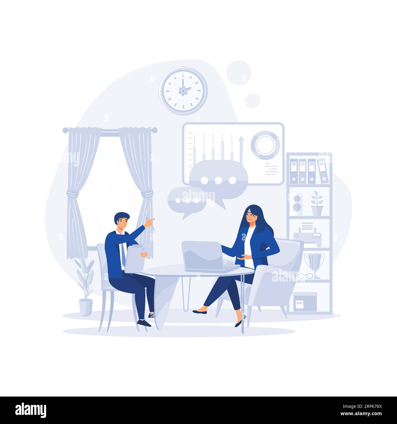 job interview, Woman having a job interview with Businessman HR, flat ...