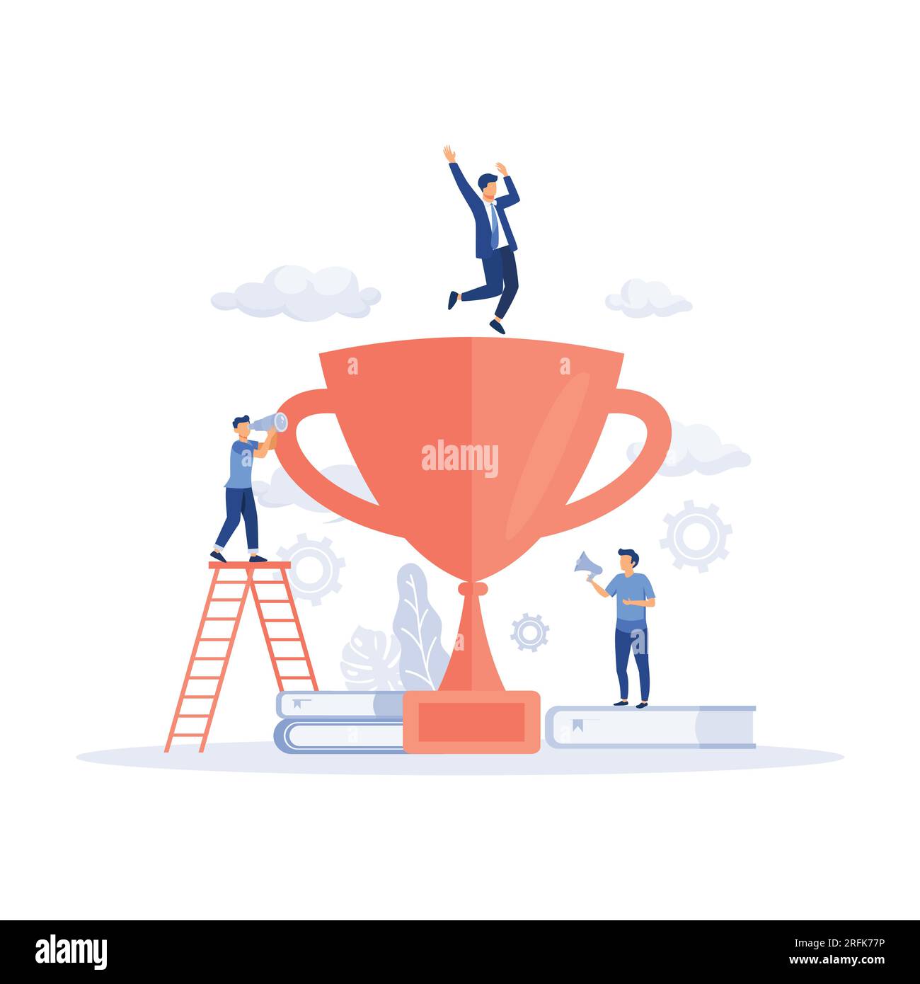Success team concept illustration, people celebrate success achievement ...