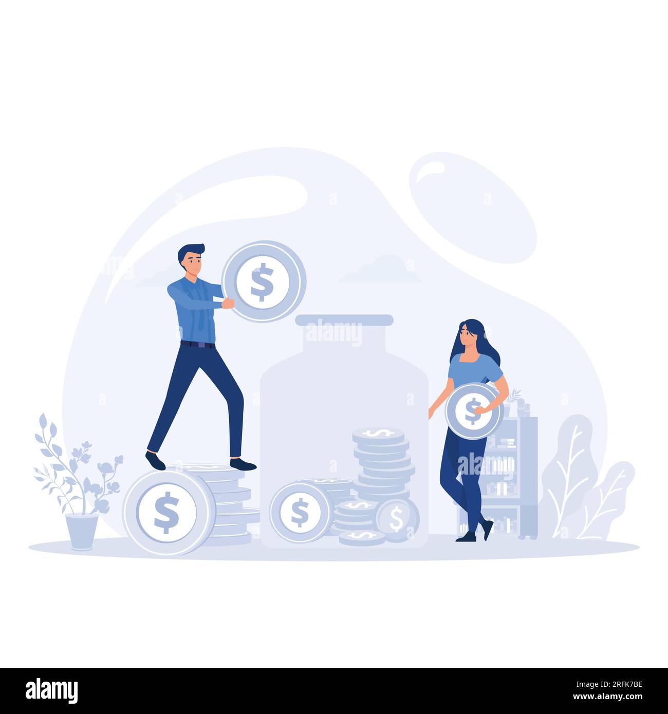 Savings jar couple Stock Vector Images - Alamy