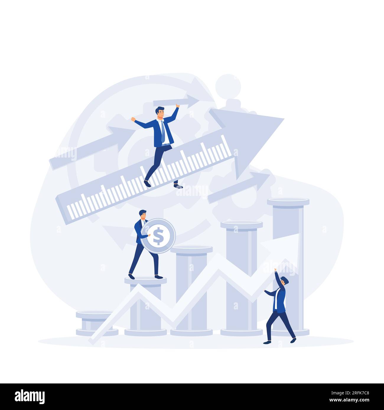 Business growth Concept, professional people working as team, flat ...