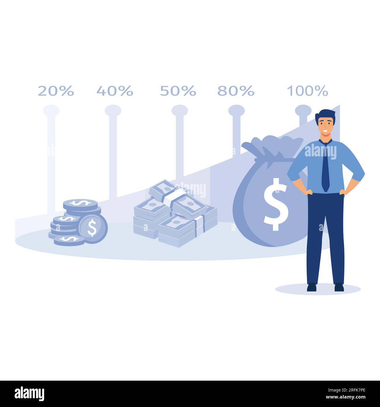 Income growth chart, banking services, financial report graph, return ...
