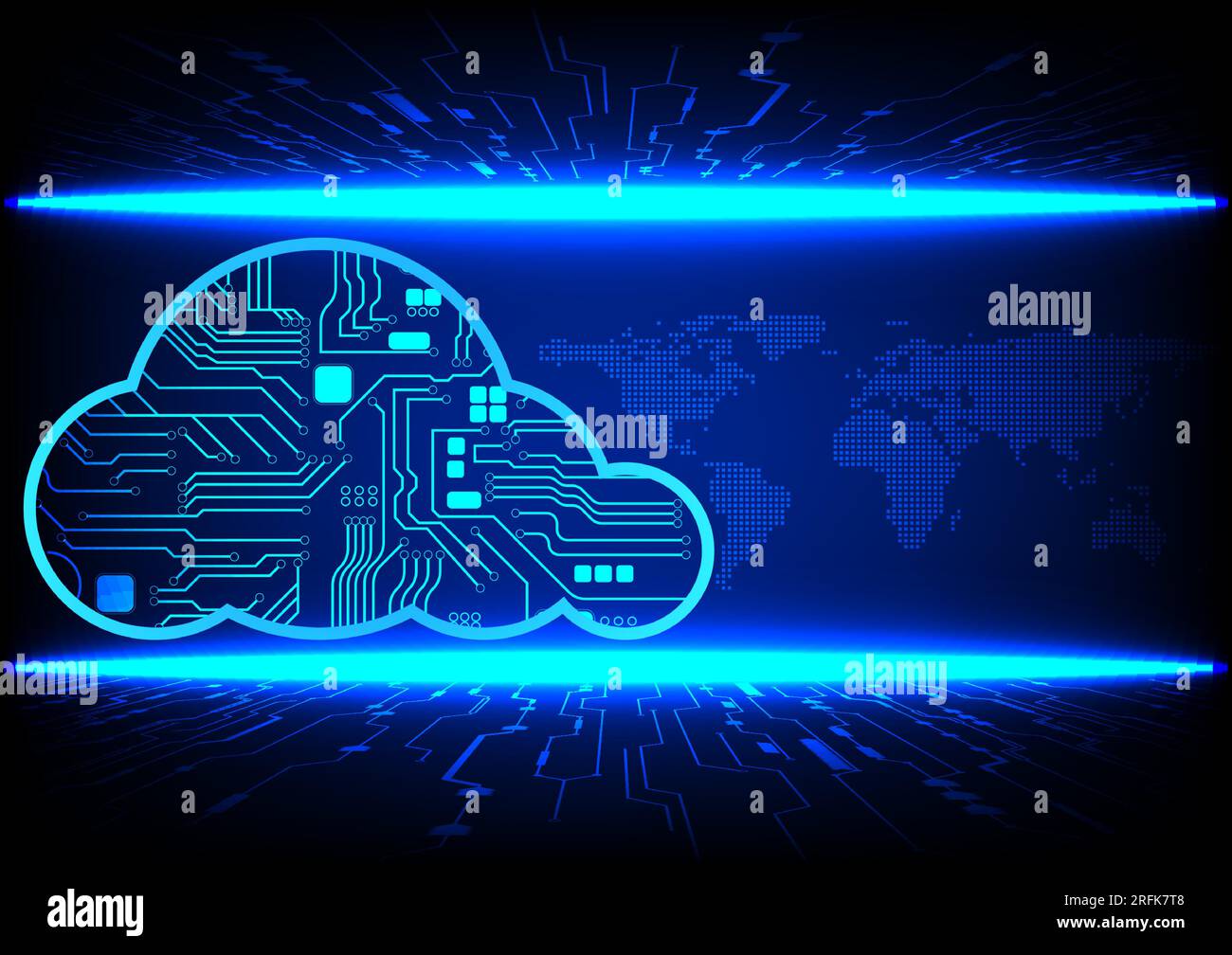 Abstract futuristic Cloud computing technology concept, dark blue ...