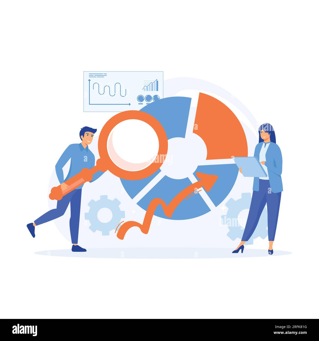 Statistical analysis concept. Work with statistics and marketing research, analytical department ...