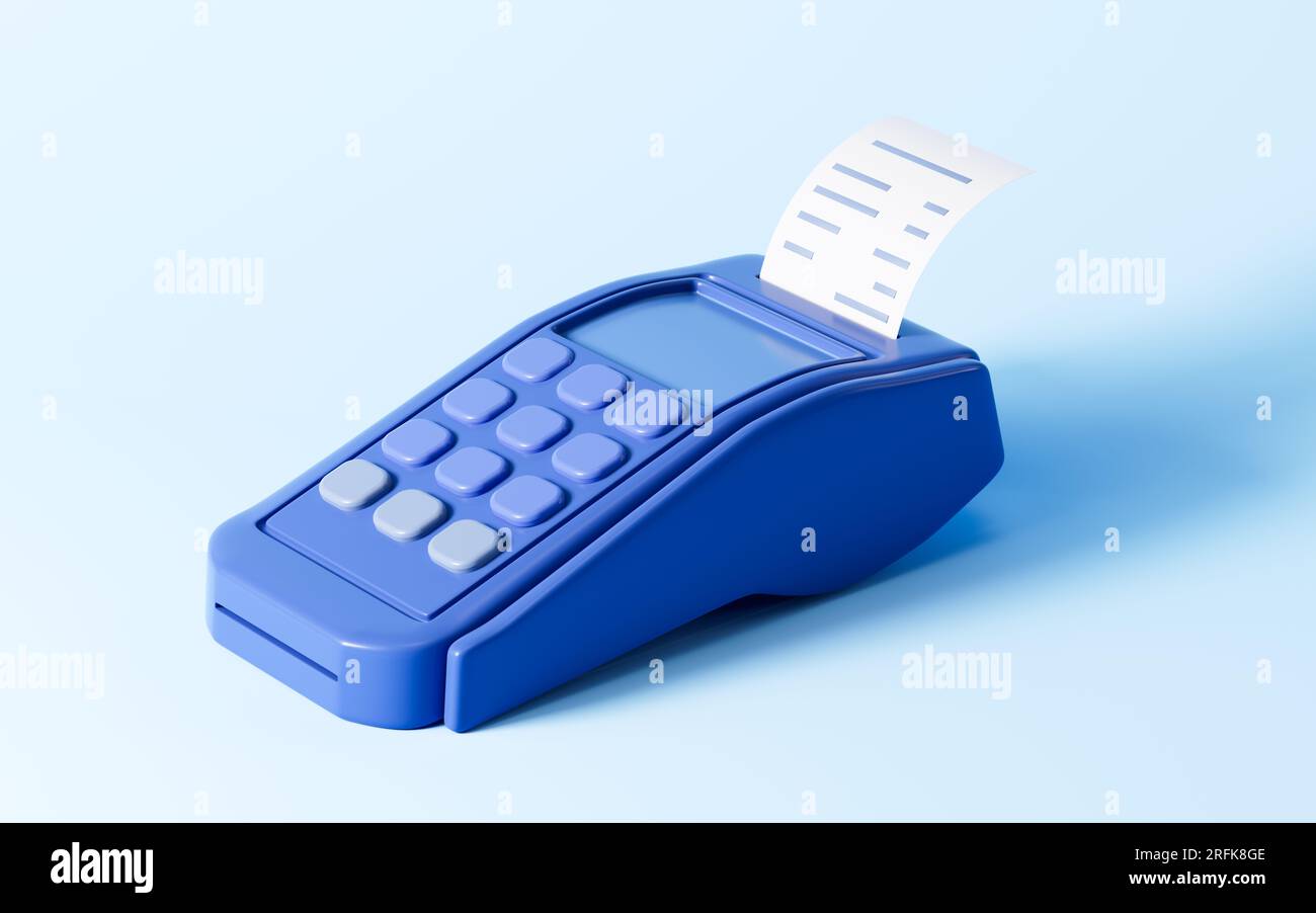 Cartoon pos machine model, pay terminal, 3d rendering. Digital drawing ...