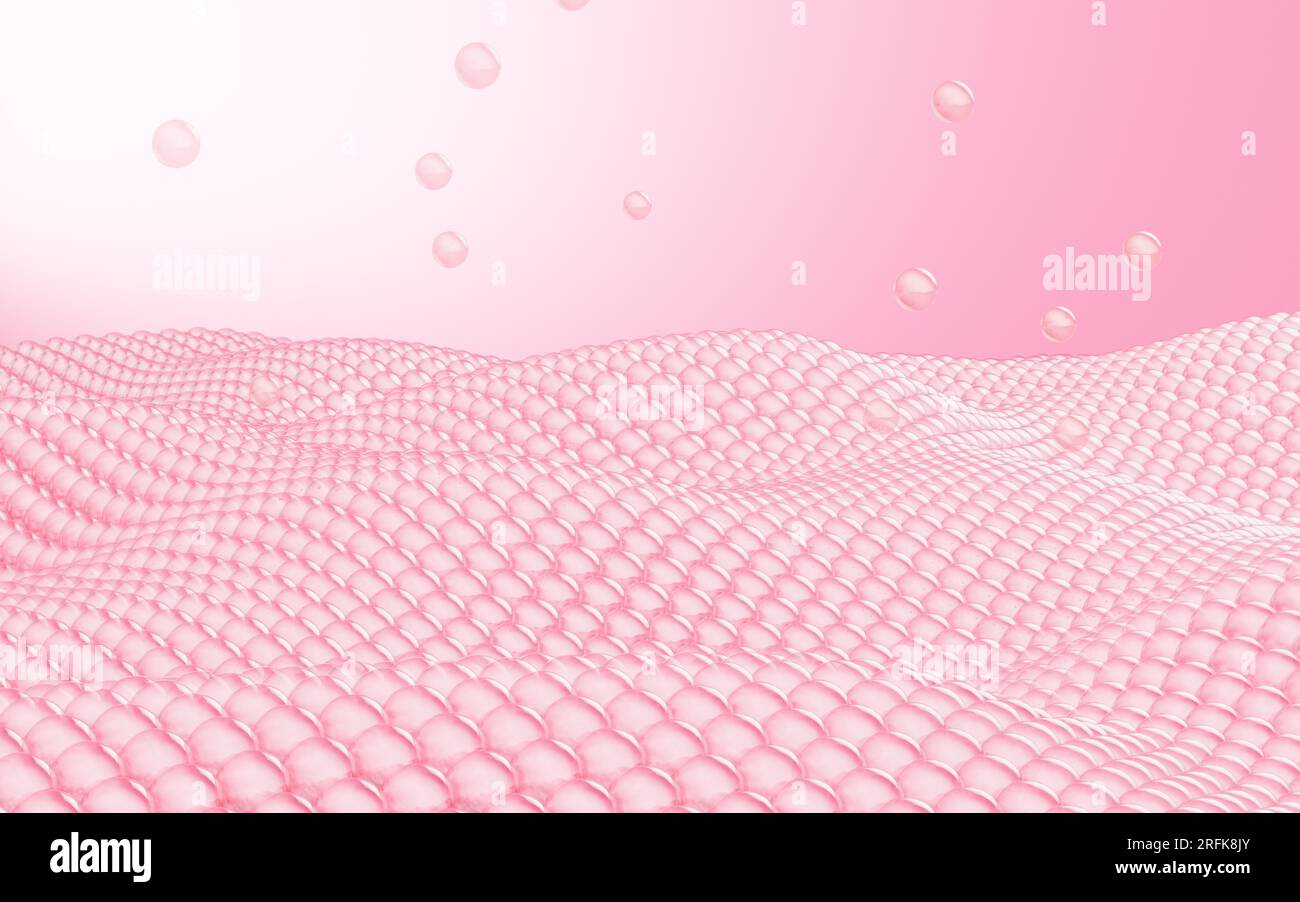 Floating cells in the pink background, skin treatment, biology and ...