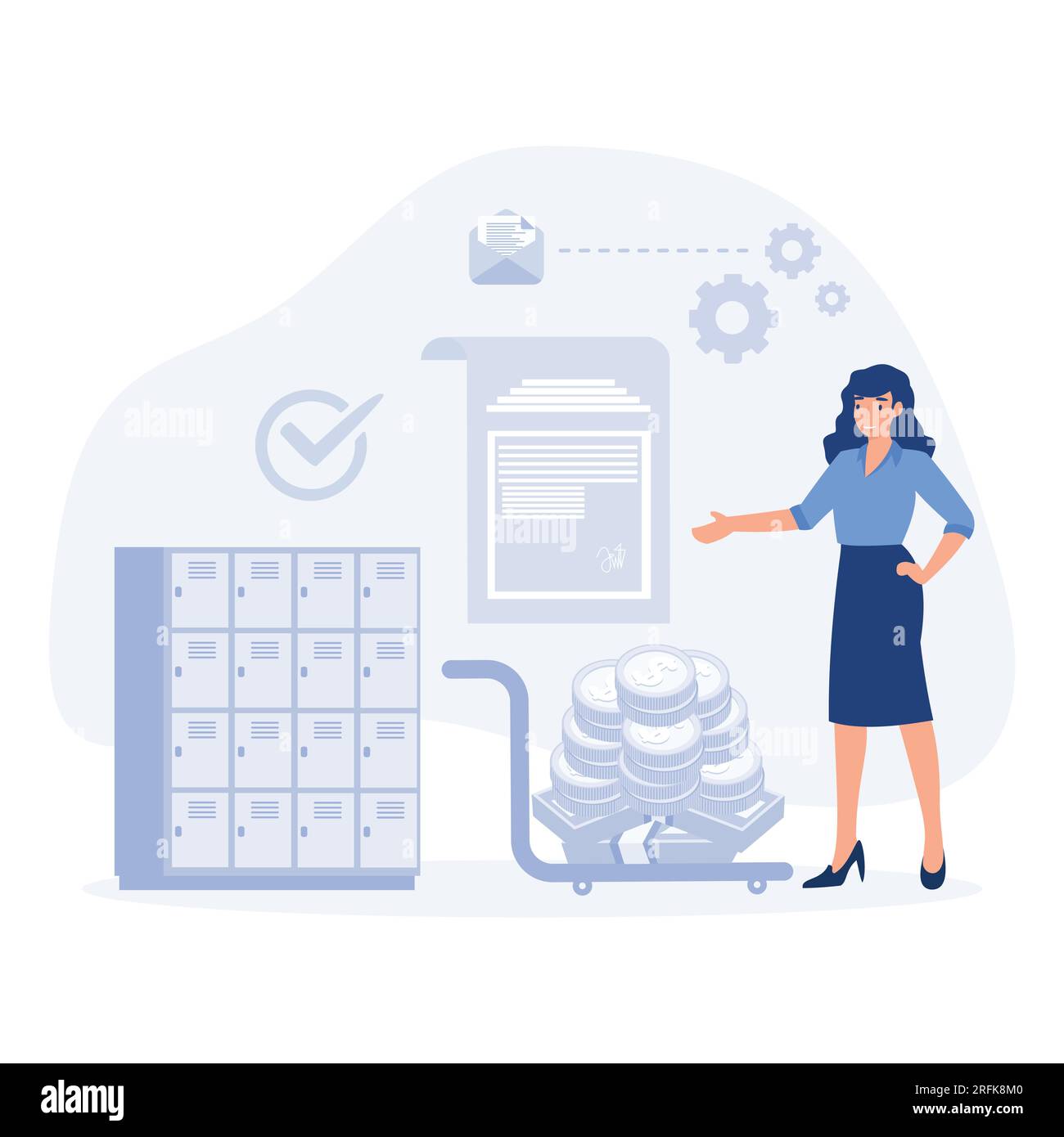 Approved loan concept. Loan agreement paper on background, flat vector ...