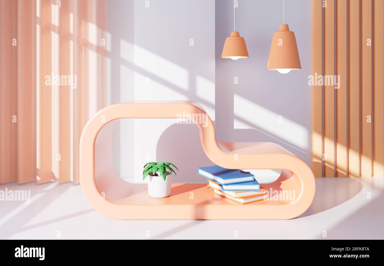 Interior architecture and empty stage, e-commerce background, 3d ...