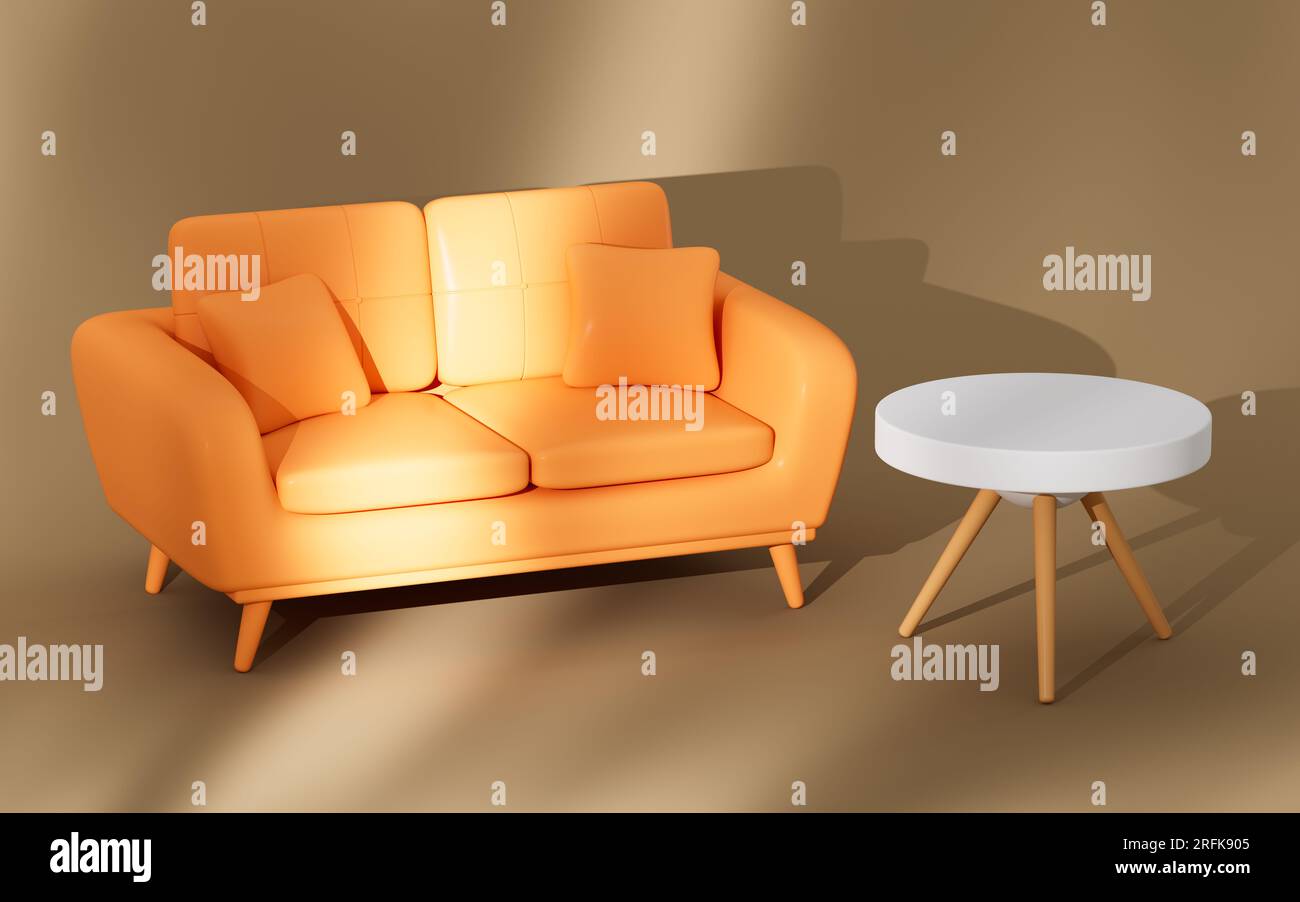 Yellow sofa model, 3d rendering. Digital drawing Stock Photo - Alamy