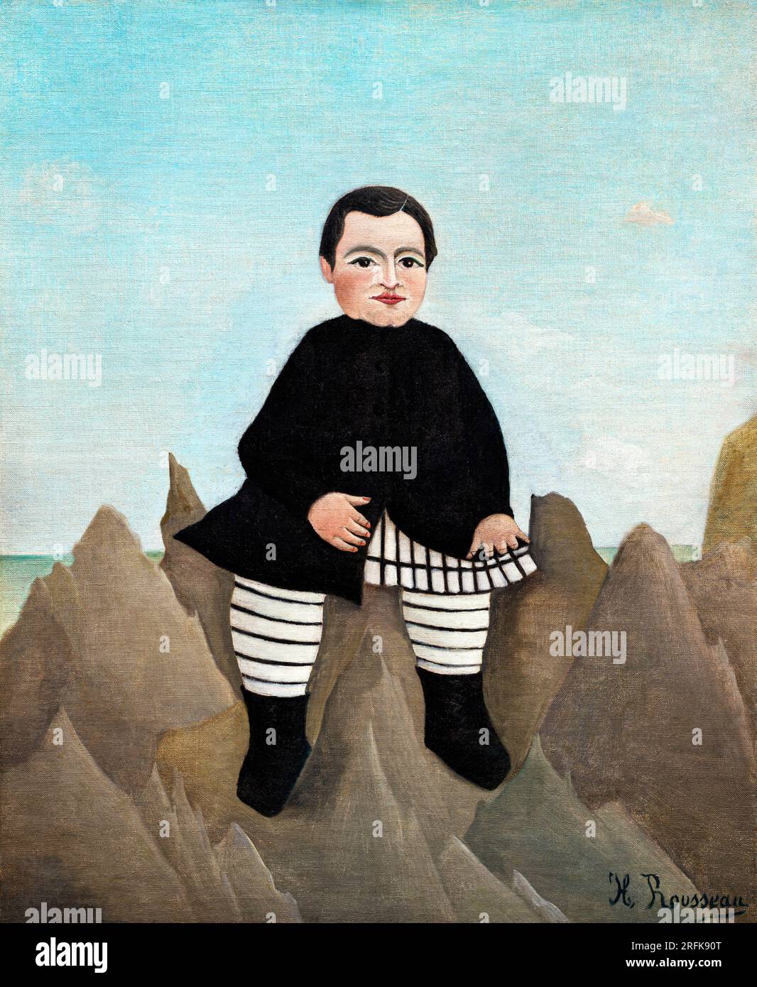 Boy on the Rocks by Henri Rousseau Stock Photo - Alamy