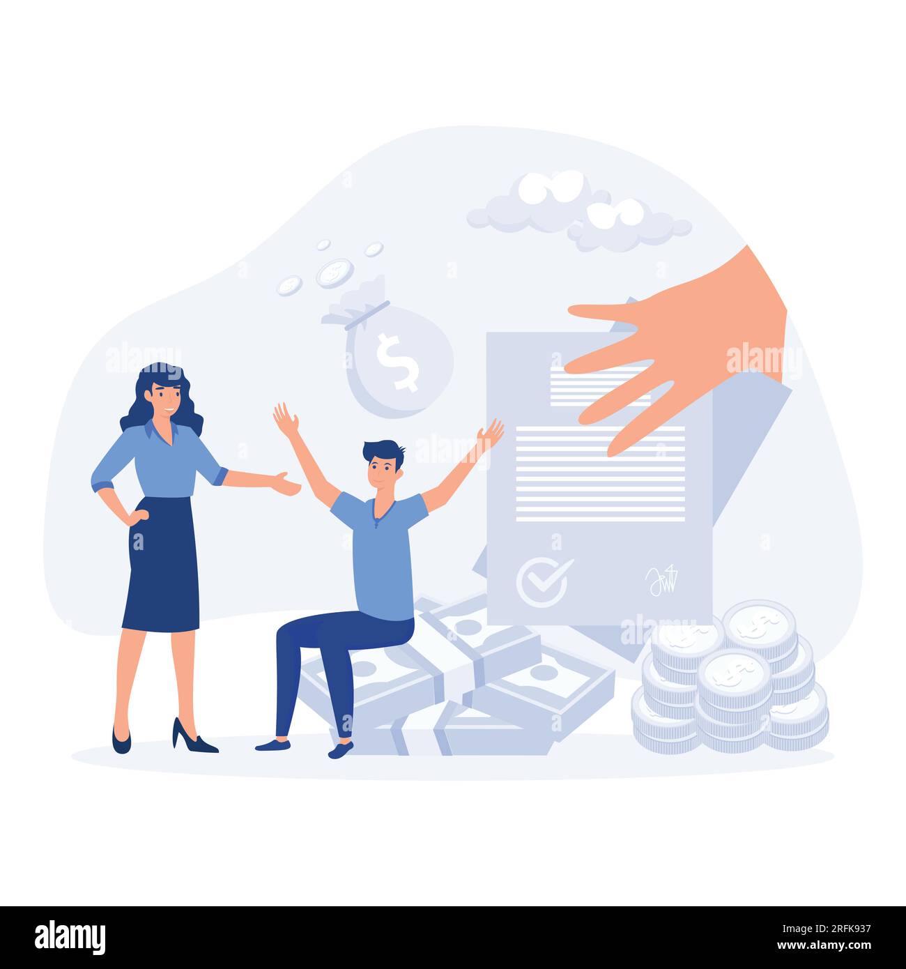 Satisfied businessman hold good financial notice, Loan approval message ...