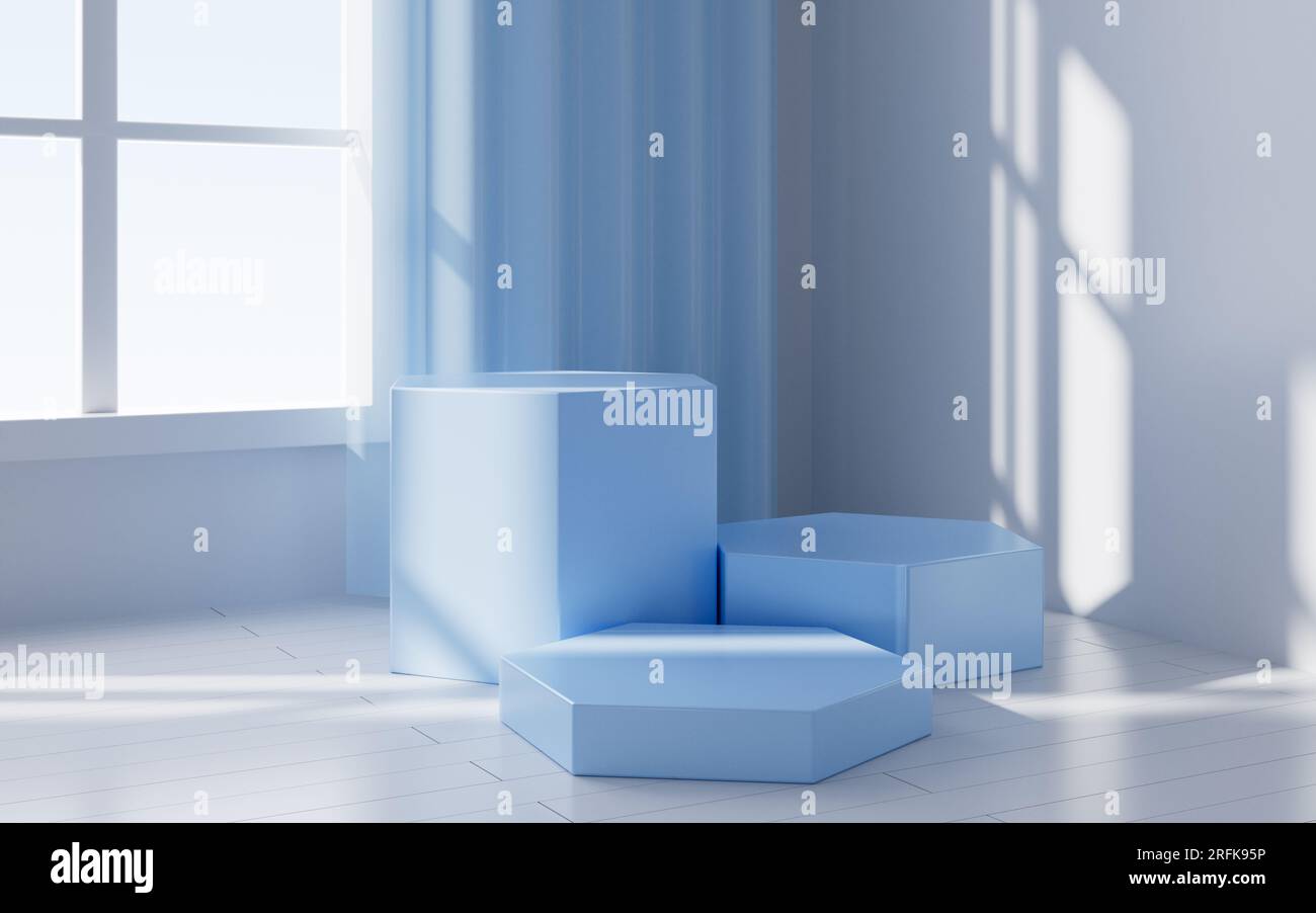 Interior architecture and empty stage, e-commerce background, 3d ...