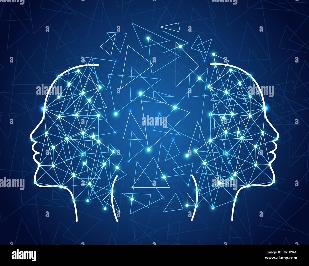 Abstract Artificial intelligence. Neural connections. Technology web ...