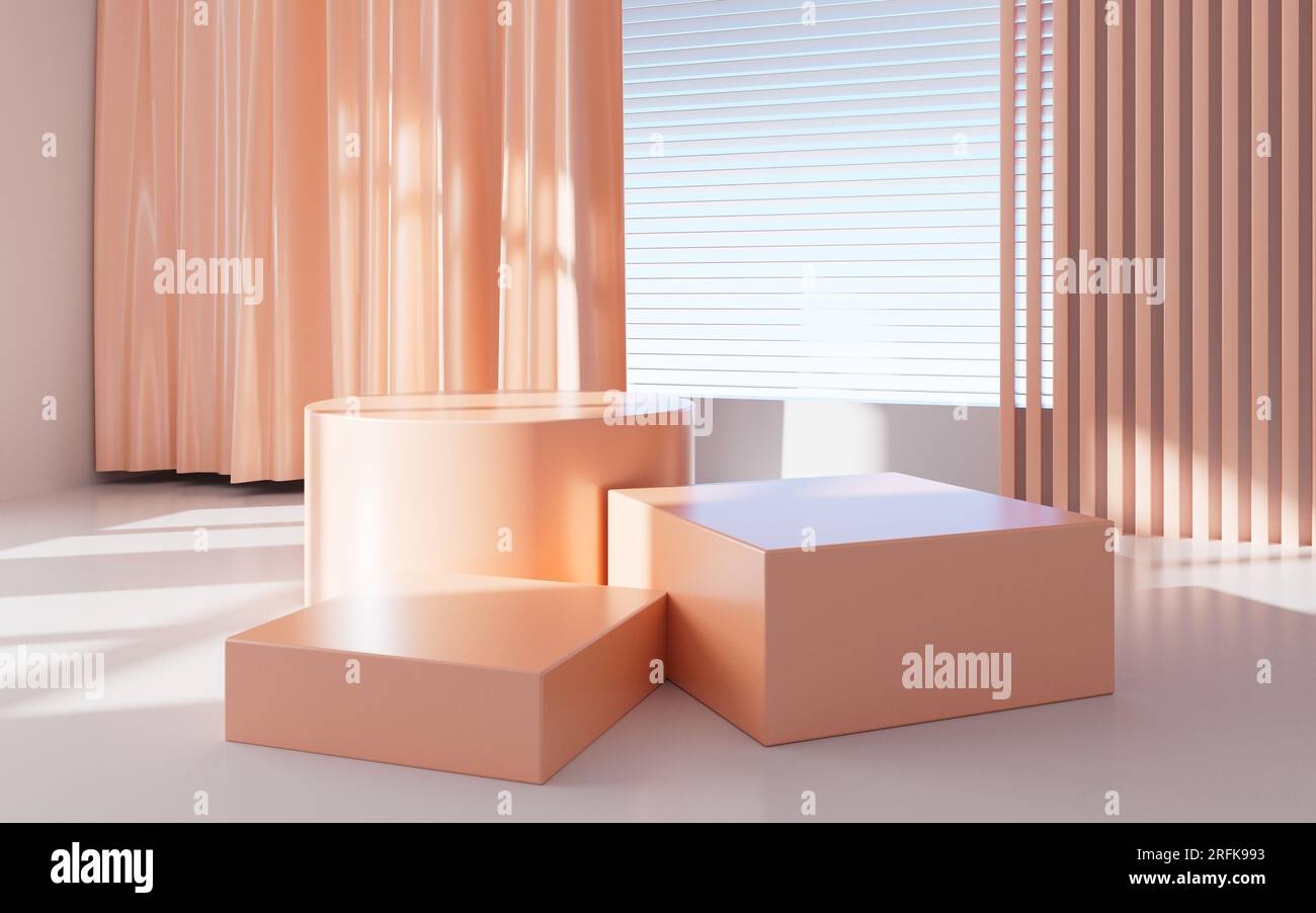 Interior architecture and empty stage, e-commerce background, 3d ...