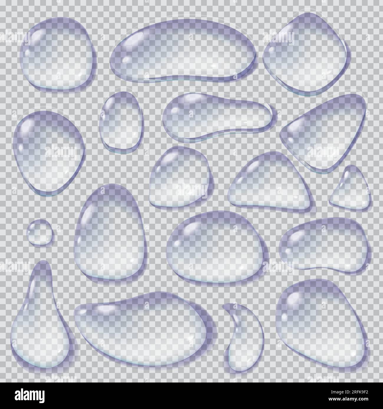 Realistic water drop set on transparent background. Clear rain droplets ...