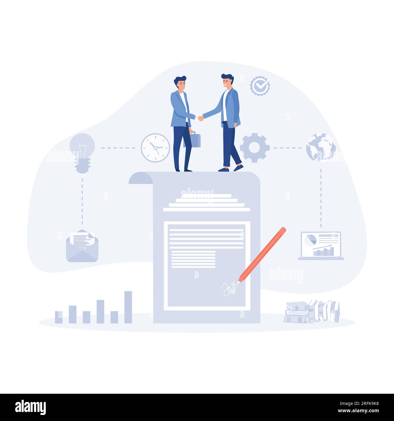 business concept, Business people standing on a signed contract ...