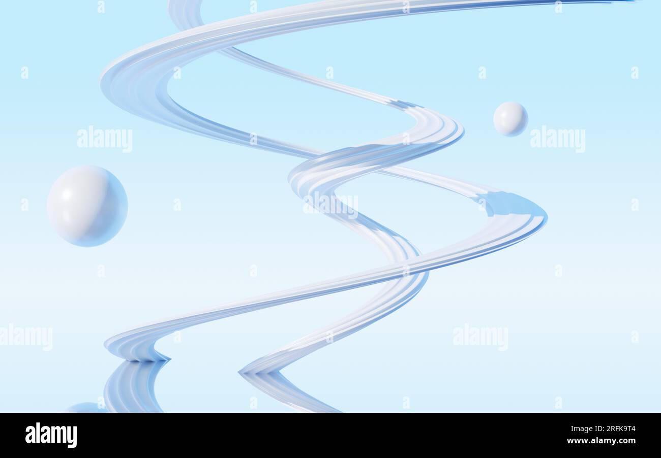 Abstract spiral curves and water surface background, 3d rendering. Digital drawing Stock Photo ...