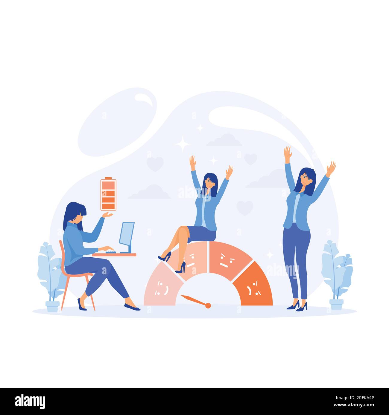 Mentally healthy employee, Low Stress level, good mood indicator, flat ...