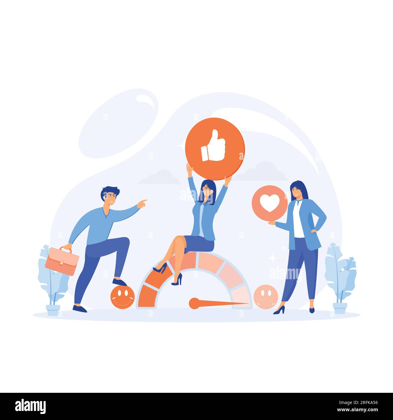 Concept of Client Feedback, Customer Satisfaction Meter with Emotions ...