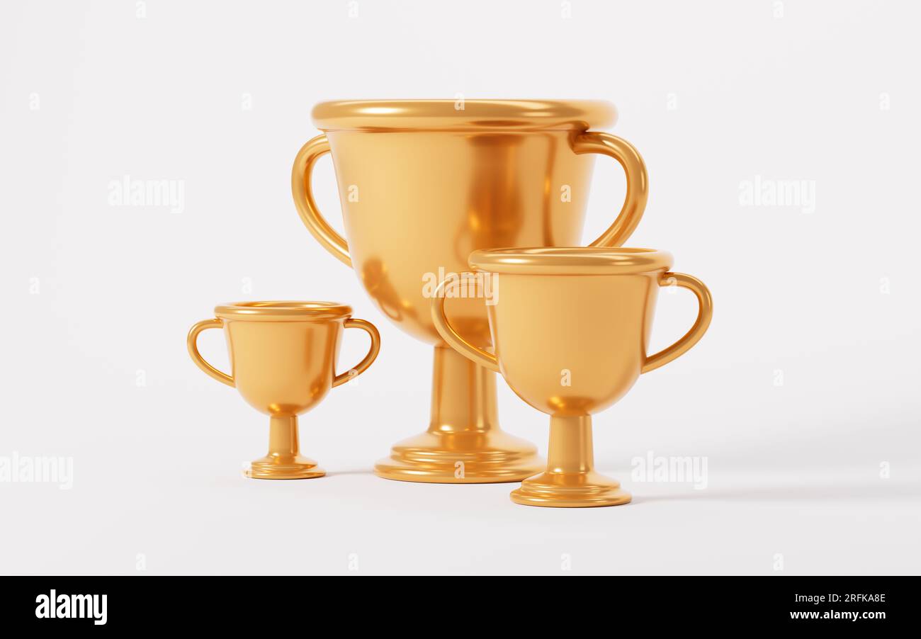 Gold trophy model, 3d rendering. Digital drawing Stock Photo - Alamy
