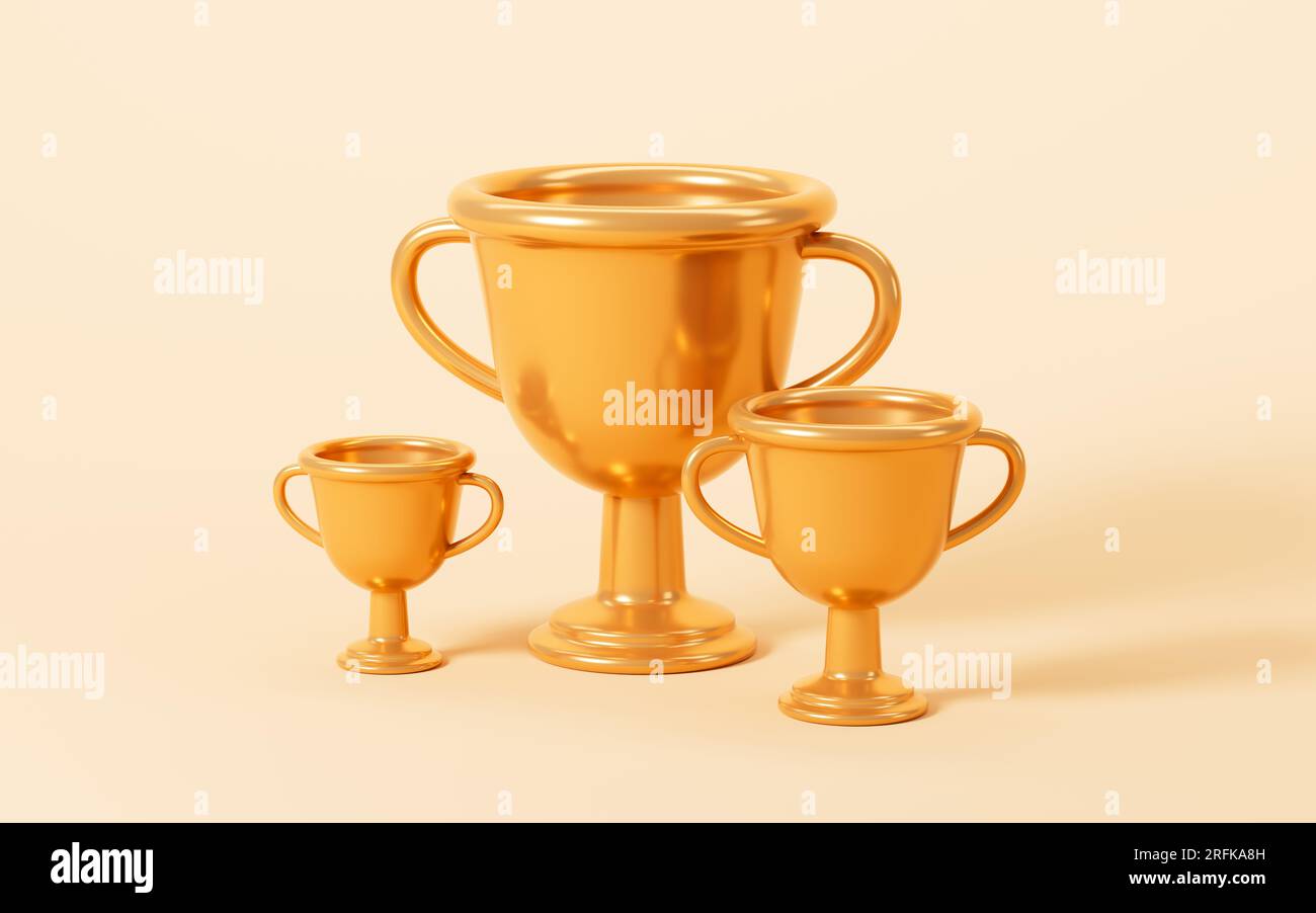 Gold trophy model, 3d rendering. Digital drawing Stock Photo - Alamy