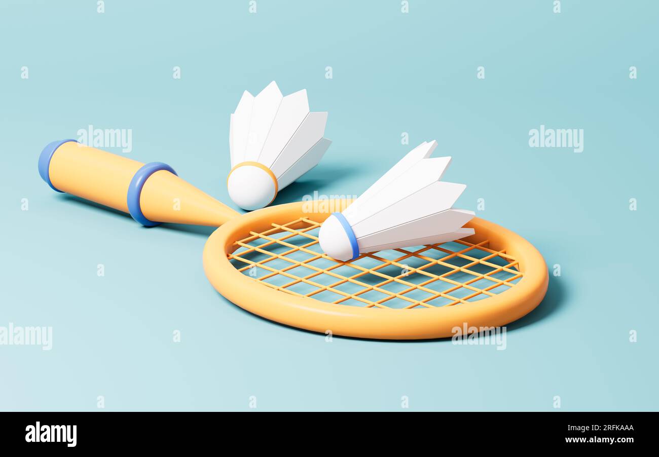Cartoon badminton and racket, 3d rendering. Digital drawing Stock Photo ...